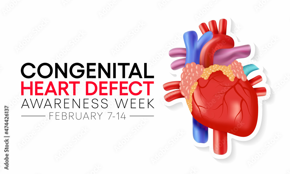 Vetor de Congenital Heart defect (CHD) awareness week is observed every year from February 7 to ...