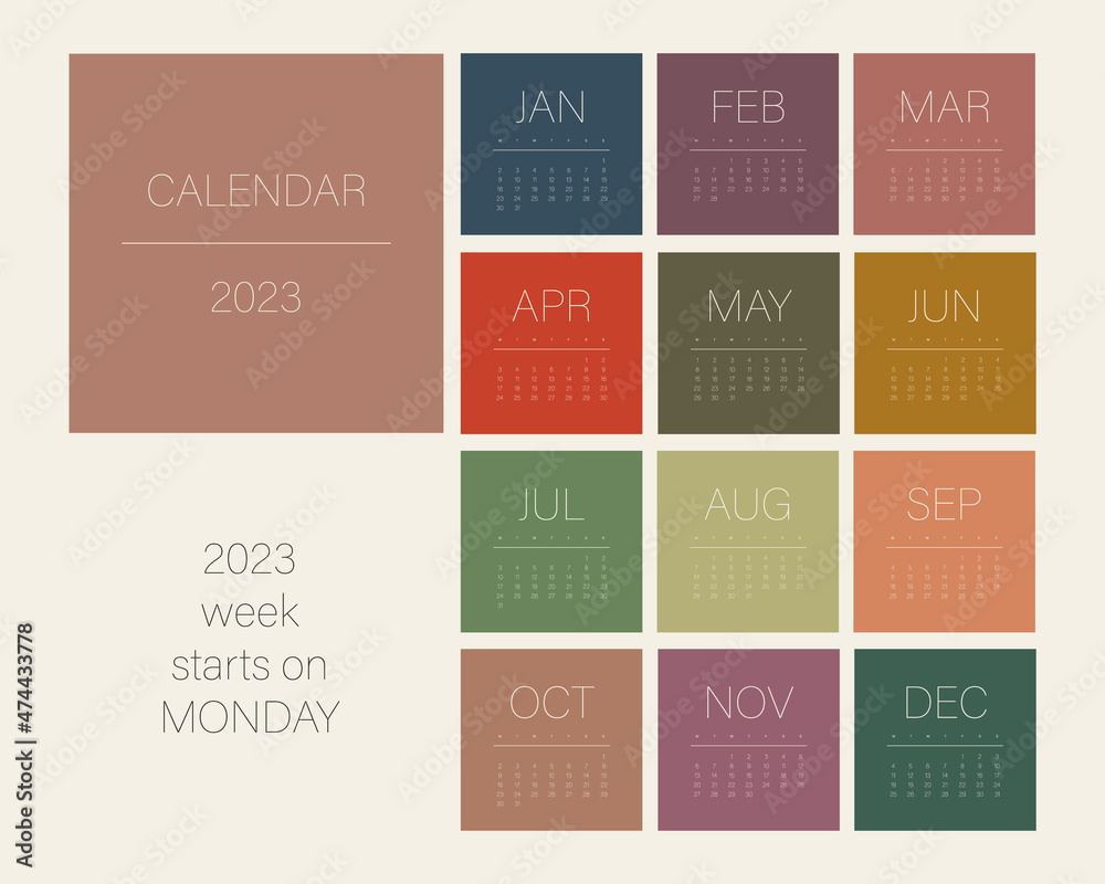 Calendar Template For 2023 Square Design With Natural Trendy 2023 calendar-template-for-2023-square-design-with-natural-trendy-2023