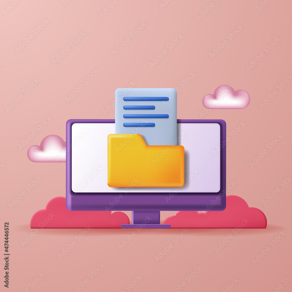 3d file data folder archive modern organize directory computer desktop ...