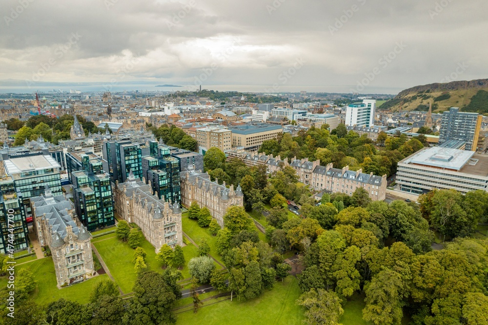 Aerial view of Edinburgh the old architecture that’s mixed among its ...