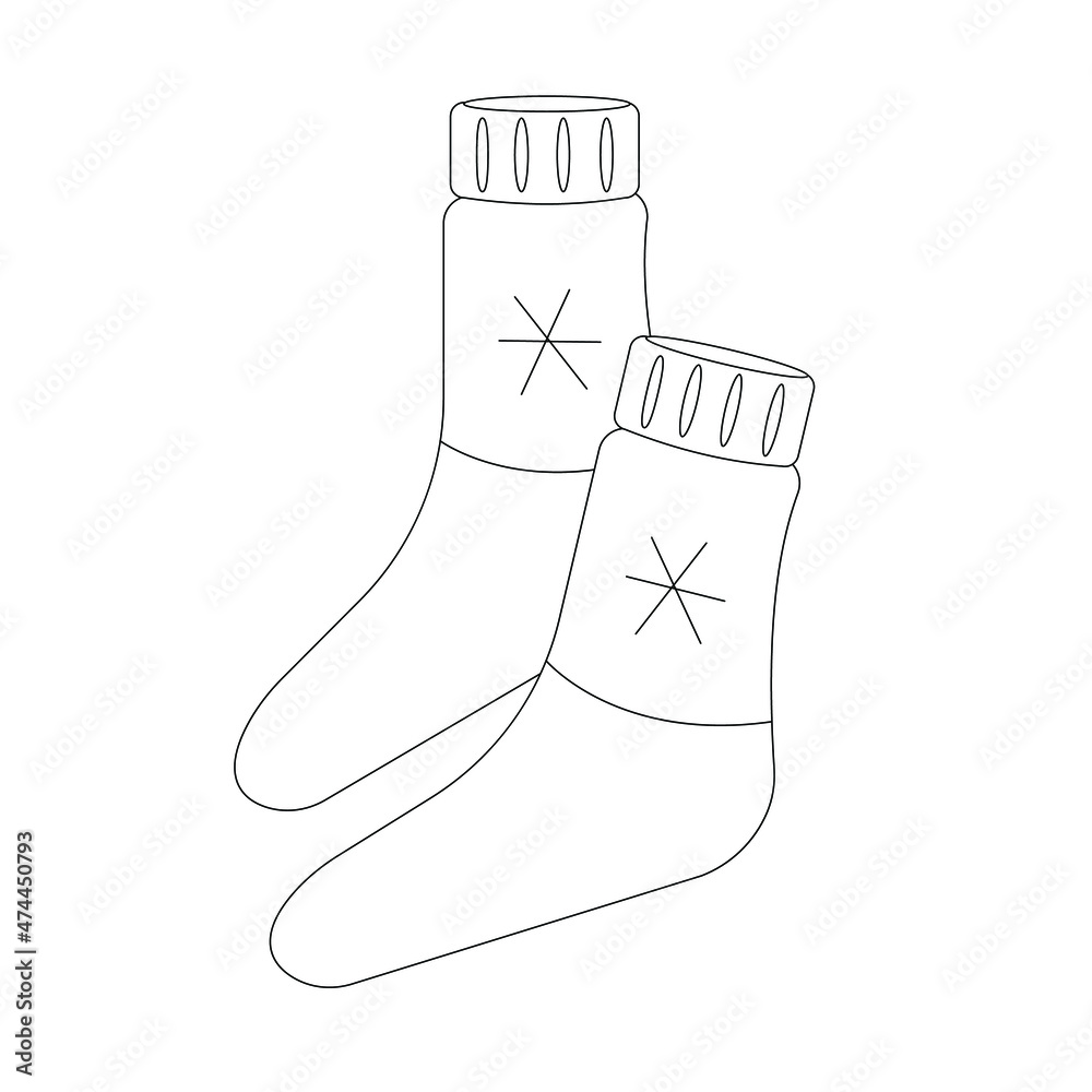 Vector outline image of a sock. Suitable as a technical drawing, for ...