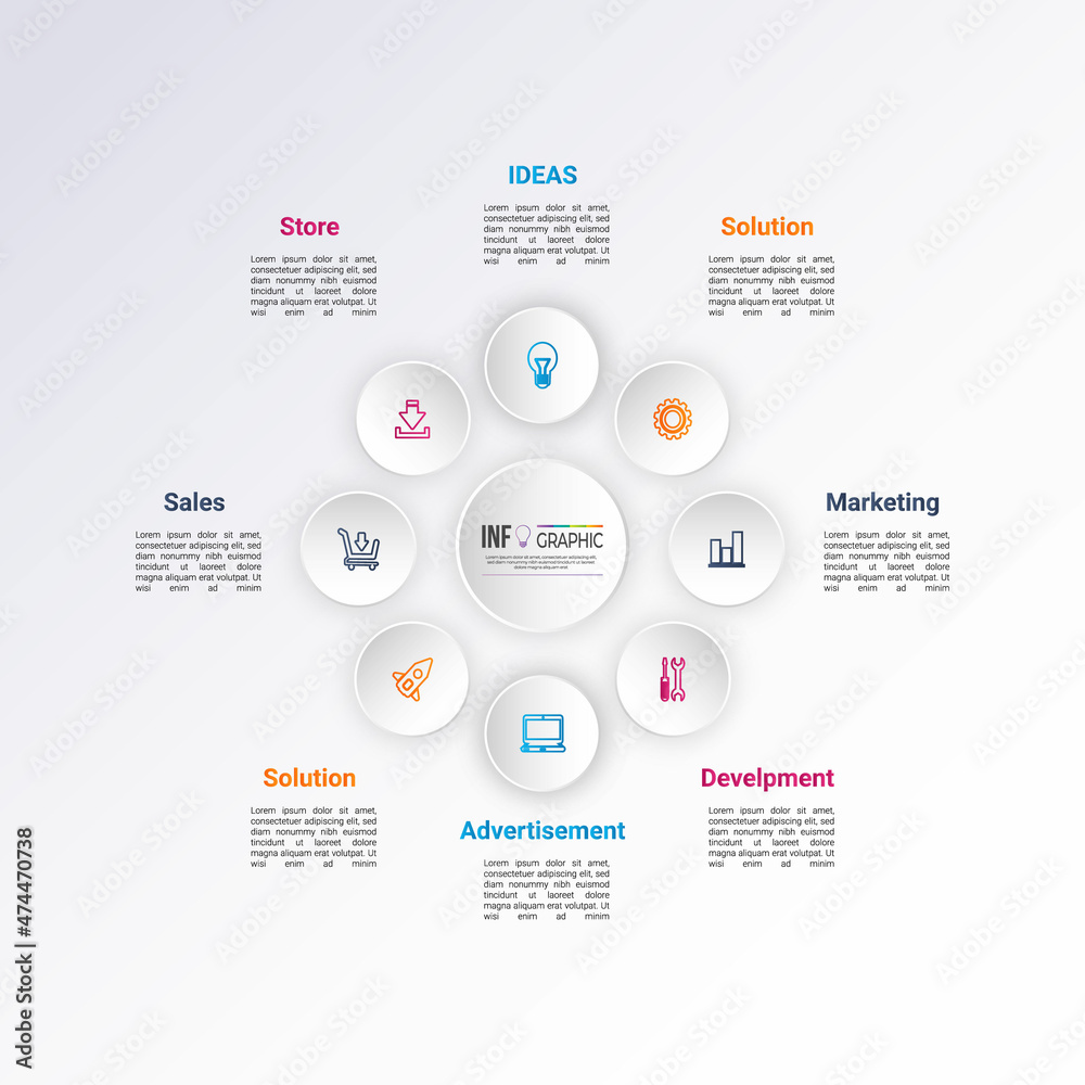 Infographics design template, 3D Business concept with 5 steps or ...