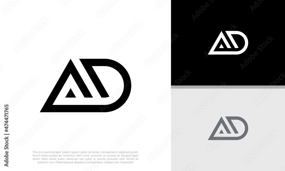 Initials AD logo design. Initial Letter Logo. Stock Vector | Adobe Stock