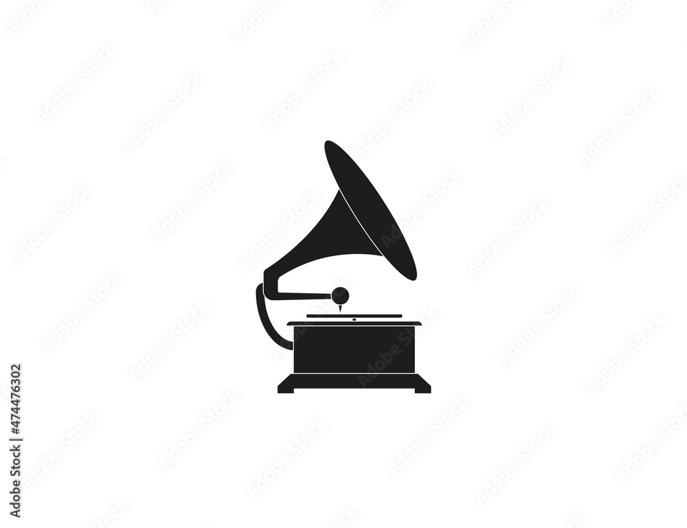 Gramophone, music icon. Vector illustration. Flat design. Stock Vector ...