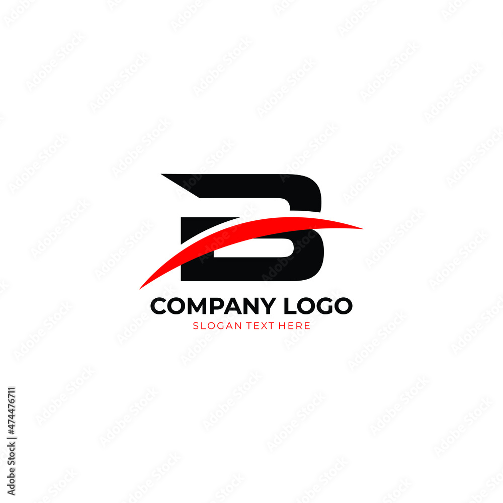 B letter swoosh logo with vector Free Design, B logo vector, letter B ...