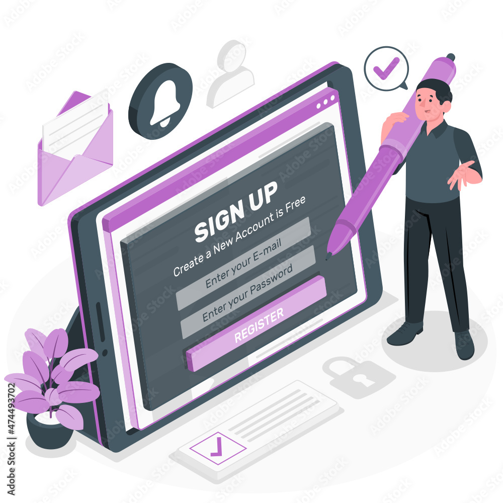 Signup User | illustrator | vector | login | signup | registration ui ...