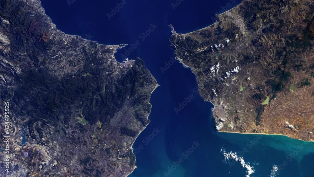Strait of Gibraltar border between Europe and Africa, Mediterranean sea ...