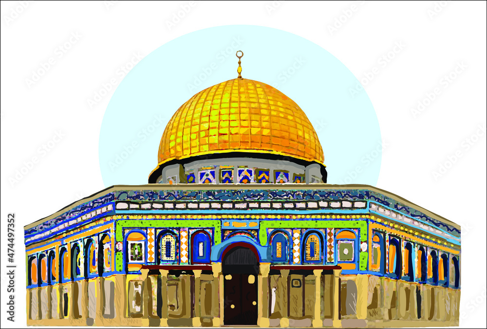 Al-Aqsa Mosque hand drawing vector. Jerusalem Stock Vector | Adobe Stock