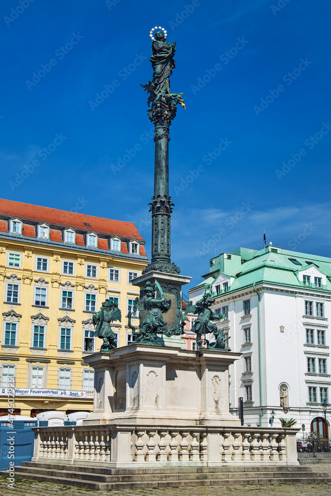 Vienna, Austria August 29, 2019: Marian Column monument or Mariensaule ...