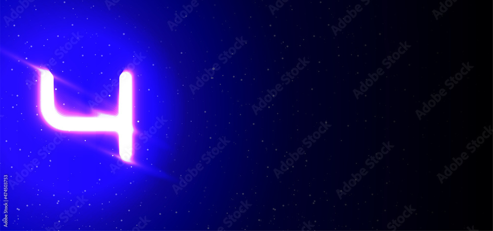Number 4 symbol unique super glowing neon sign vector. Light burst ...