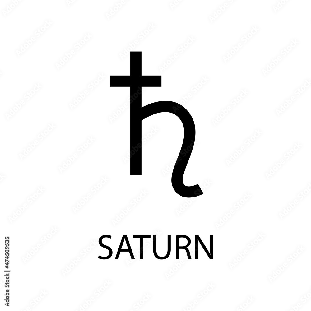 Saturn. Planet symbol. Vector black sign on white. Astrological ...