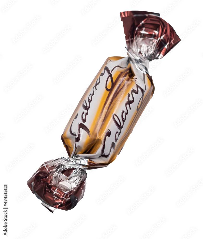 Norwich, Norfolk, UK – December 2021. Close up of a mini Mars Galaxy ...