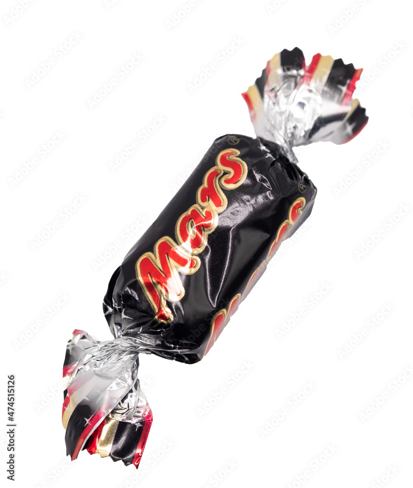 Norwich, Norfolk, UK – December 2021. Close up of a mini Mars chocolate ...
