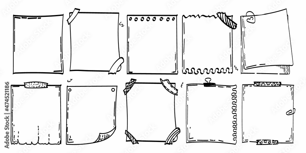 Set of paper stickers for notes and checklists. Staples in different ...