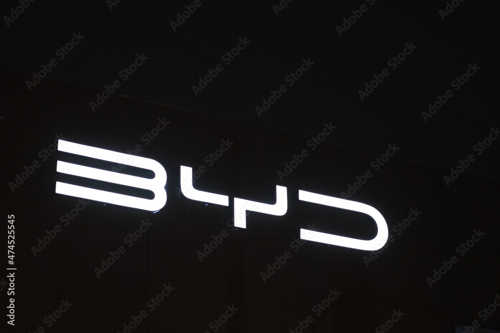 Shanghai.China-Dec.11th 2021: close up BYD (Build Your Dream) logo at ...