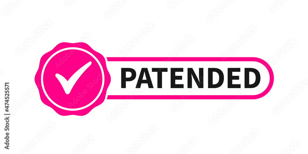 Patent stamp badge icon vector black and white, successfully patented ...