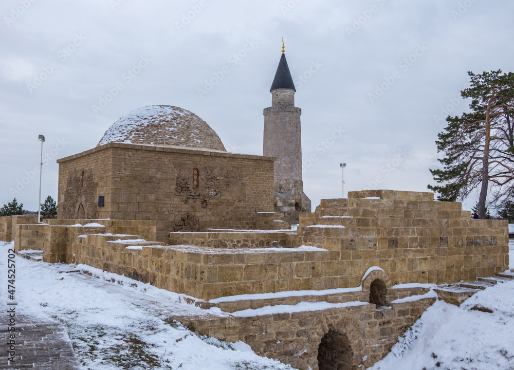 Khan vault, smaller minaret in Bulgar city. Bulgar was included in the ...