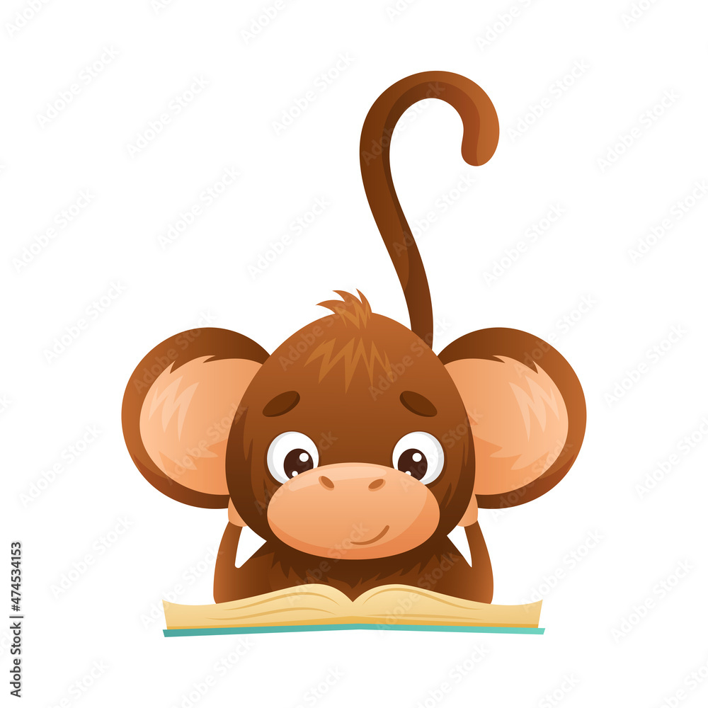Monkey Reading Book