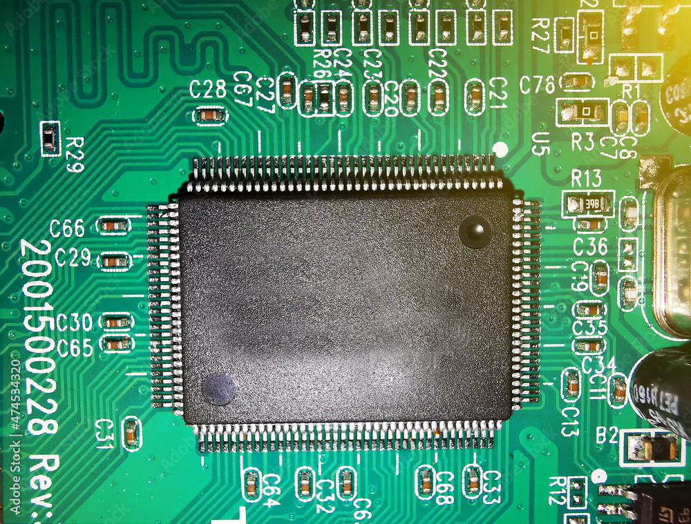 High-tech digital electronics, copy space on a chip, machine learning ...