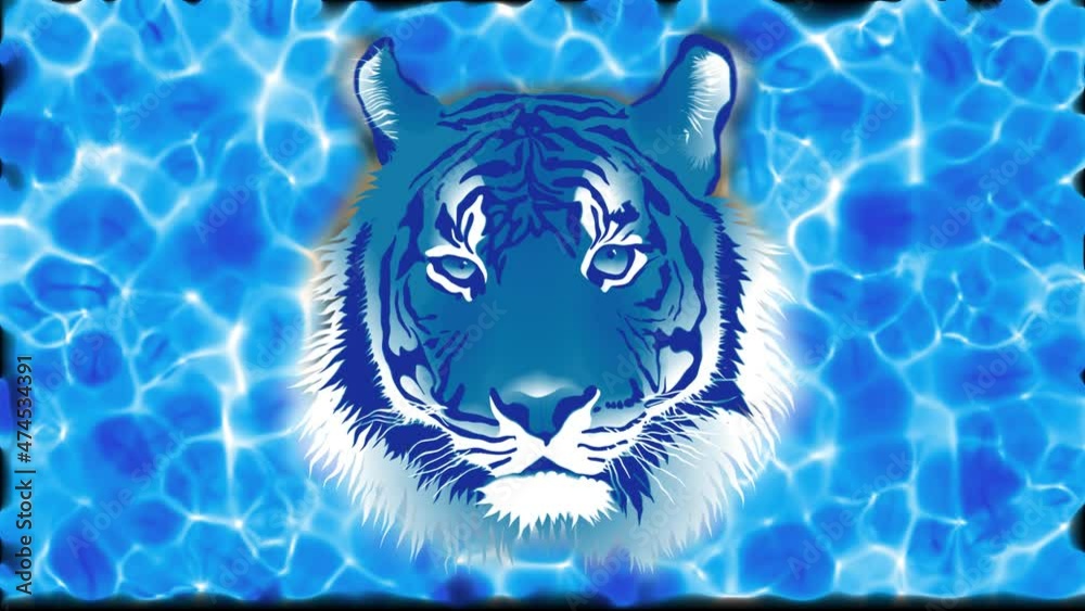 Water Tiger - Symbol of 2022 - Water and Tiger Animation Stock Video ...
