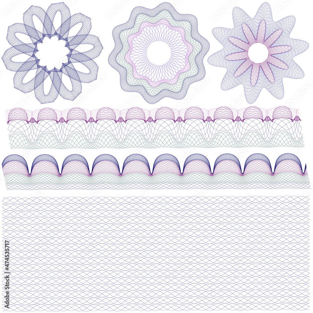 Set elements Watermark,frame and background , Watermark banknote ...