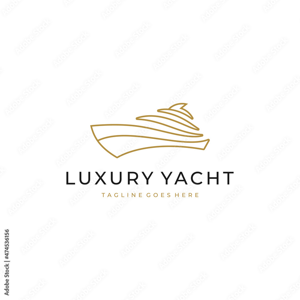 Luxury Yacht Boat Ship Logo design with line art style Stock Vector ...
