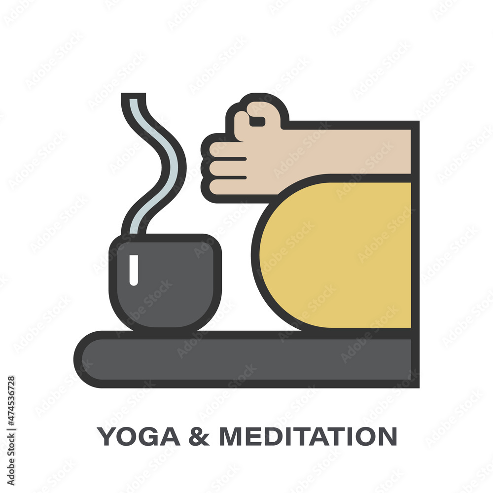 Yoga meditation logo vector flat icon. Emotional balance, calm, relaxed ...