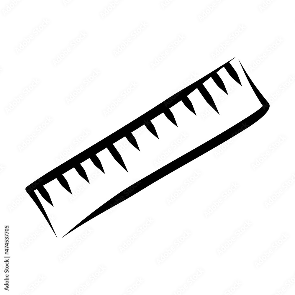 Simple vector black and white ruler icon. Linear illustration of school ...
