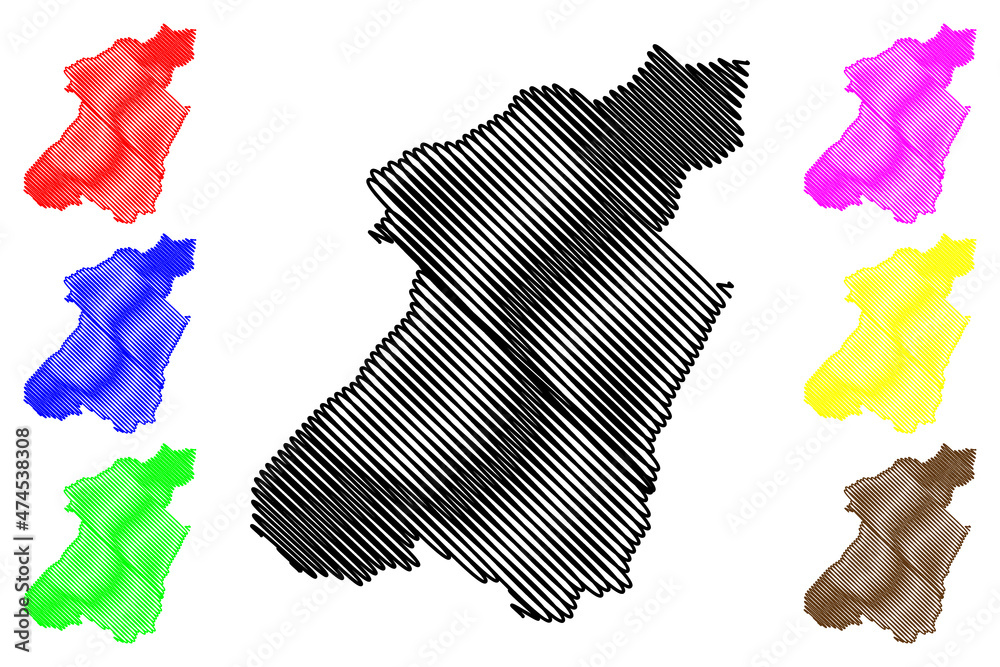 Kohima district (Nagaland State, Republic of India) map vector ...