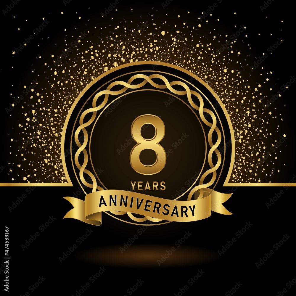 8th anniversary logo template Vector design birthday celebration ...
