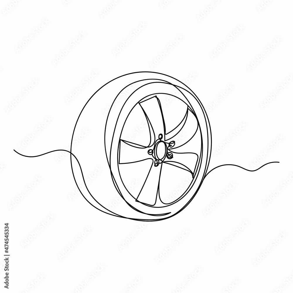 Vector abstract continuous one single simple line drawing icon of car ...