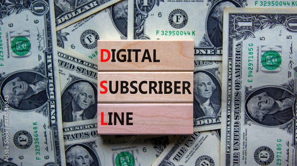 DSL digital subscriber line symbol. Concept words DSL digital ...