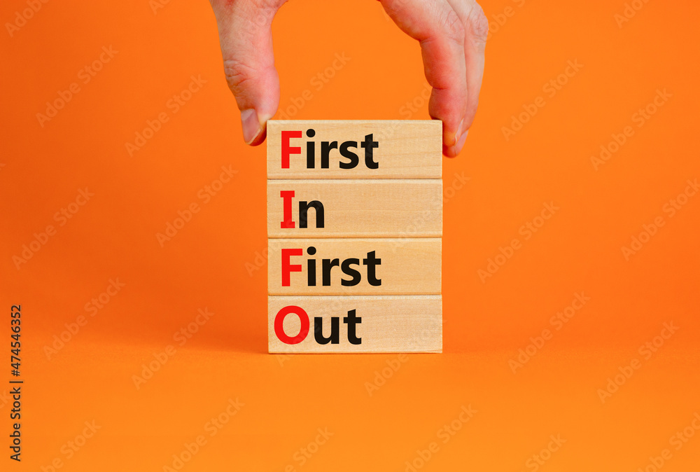 FIFO first in first out symbol. Concept words FIFO first in first out ...