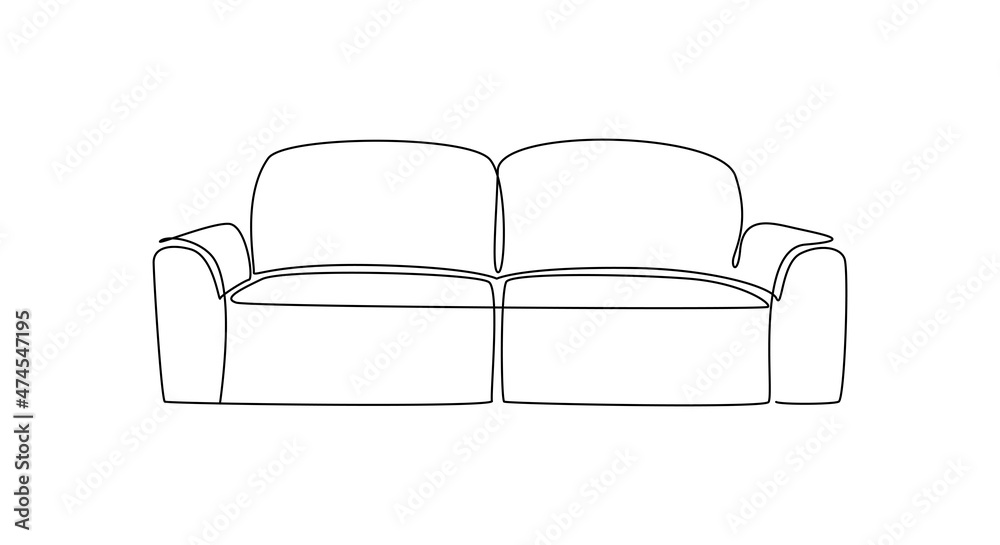 Furniture sofa for home interior in modern loft style outline contour ...