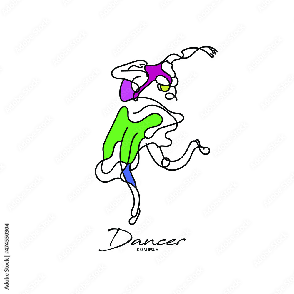 continue the line of dancers. line art of abstract line dancers. sen ...