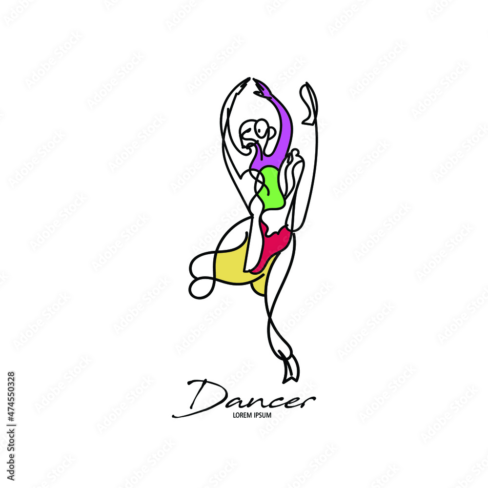 continue the line of dancers. line art of abstract line dancers. sen ...