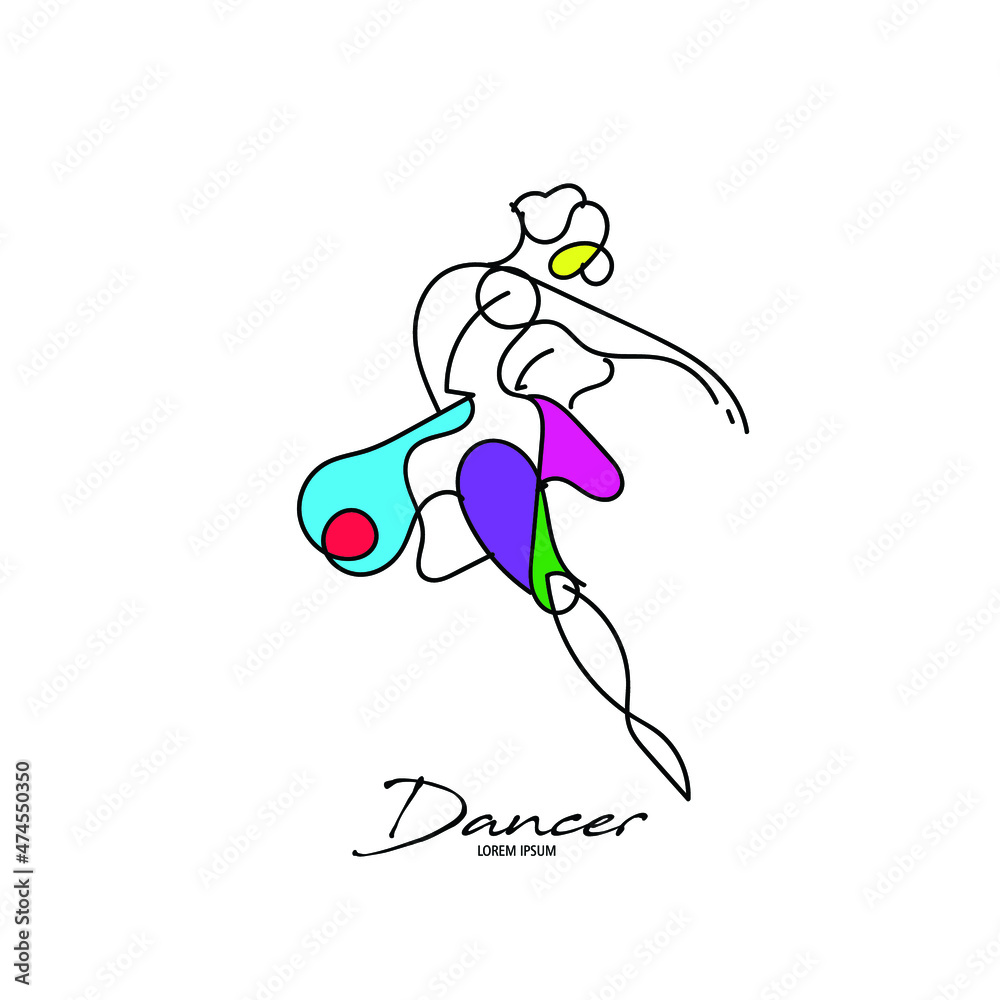 Vecteur Stock continue the line of dancers. line art of abstract line ...
