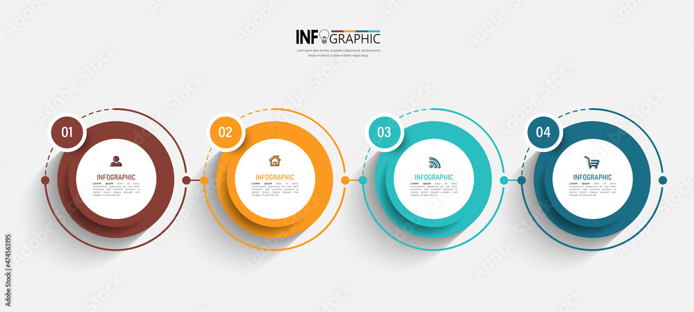Circle infographic elements with 4 steps Stock Vector | Adobe Stock