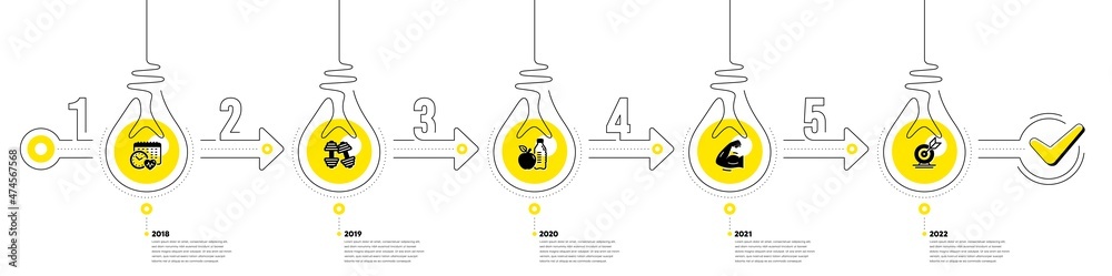 Gym Infographic timeline with 5 steps. Sport process diagram with ...