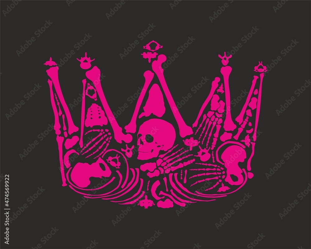 A very cool Royal Crown. Crown of human skulls and bones. Human bones ...