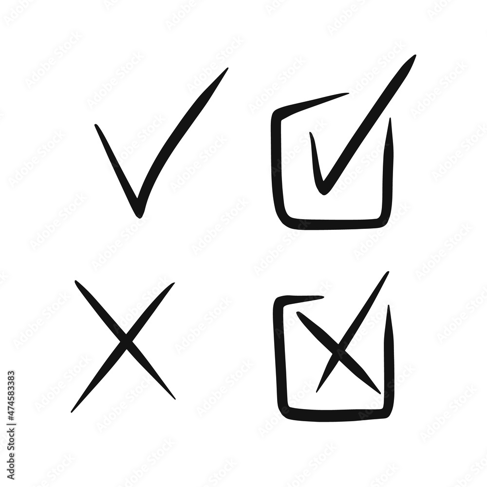 Check mark. Tick and cross vector icons. Yes and No symbols. Vector ...