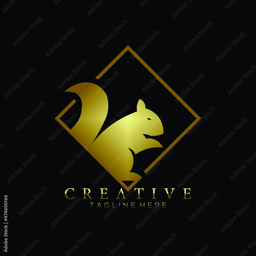 Gold rabbit icon in rhombus line, logo design template Stock Vector ...