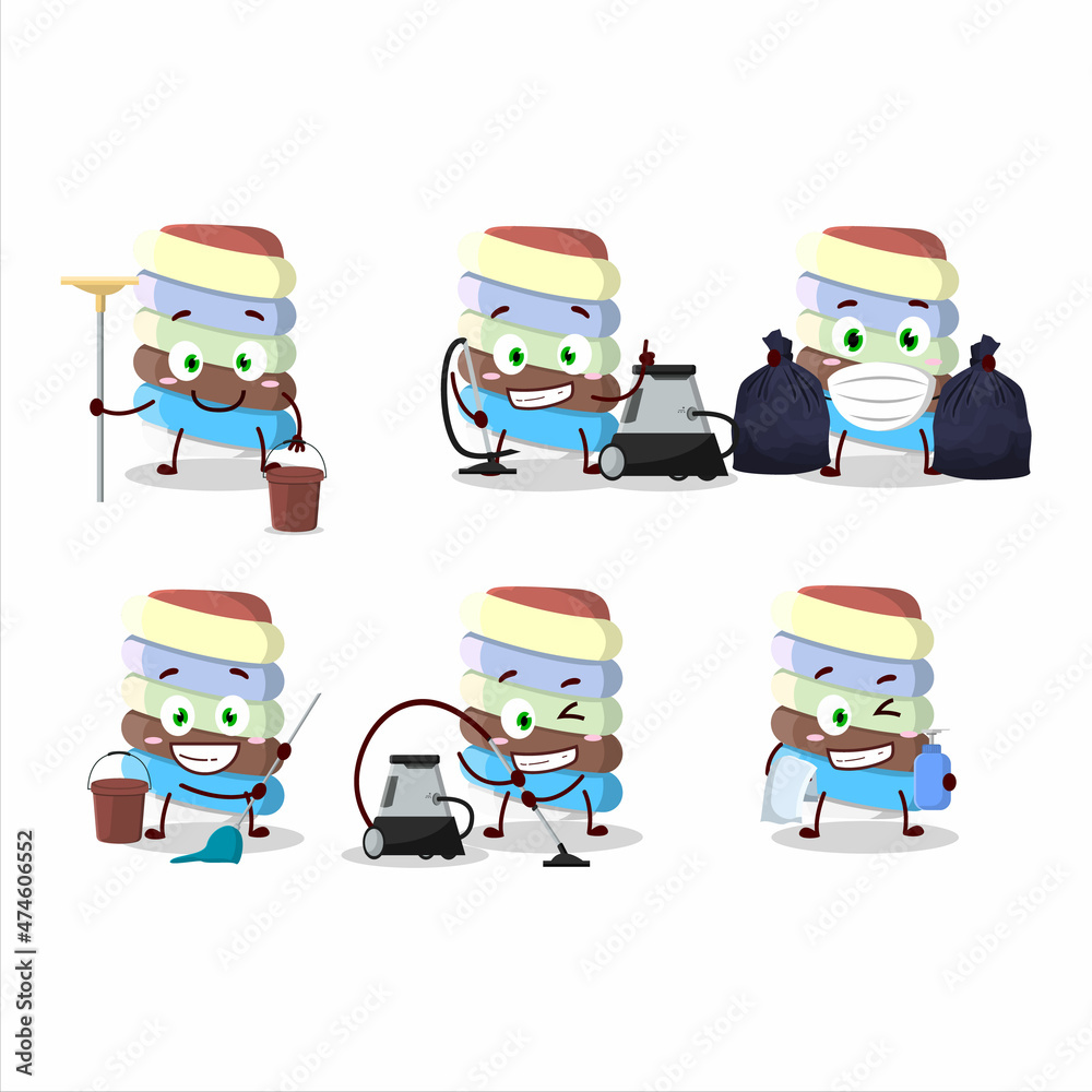 Cleaning service rainbow marshmallow twist cute cartoon character using ...