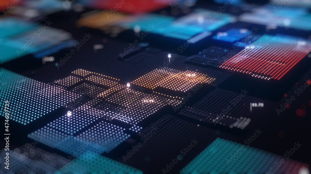 Blockchain Concept Big Data Binary Code Futuristic Information Technology Data Flow