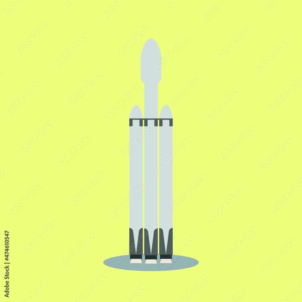 Falcon Heavy Cartoon Flat Vector Illustration Stock Vector | Adobe Stock