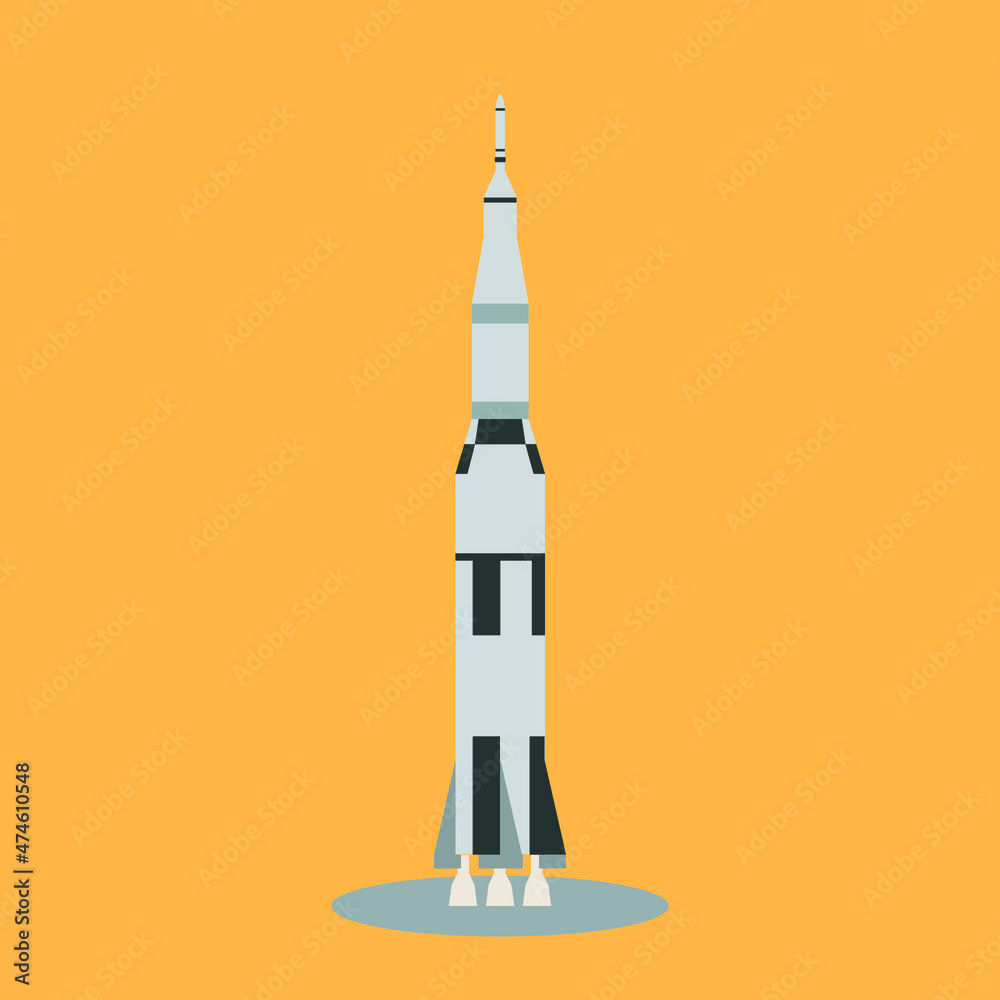 Saturn V Cartoon Flat Vector Illustration Stock Vector | Adobe Stock