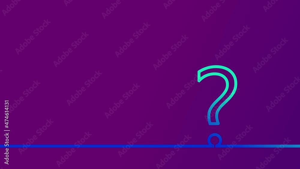 Colorful Question Sign line animation drawing on purple gradient ...