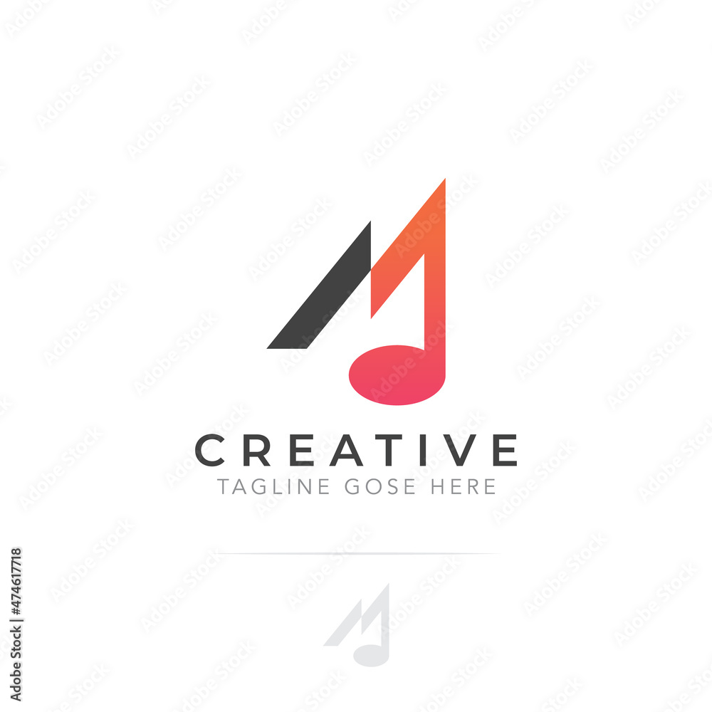 Letter m music logo design Stock Vector | Adobe Stock