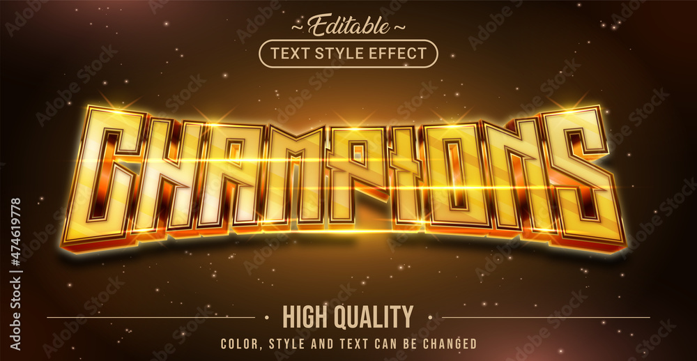 Editable text style effect - Champions text style theme. Stock Vector ...