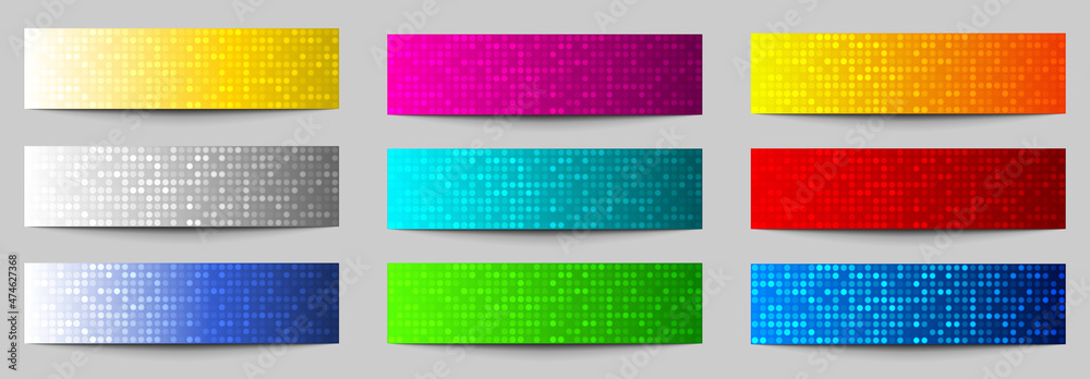 Set of Colorful pixel banners. Pixelated technology backgrounds. Vector ...